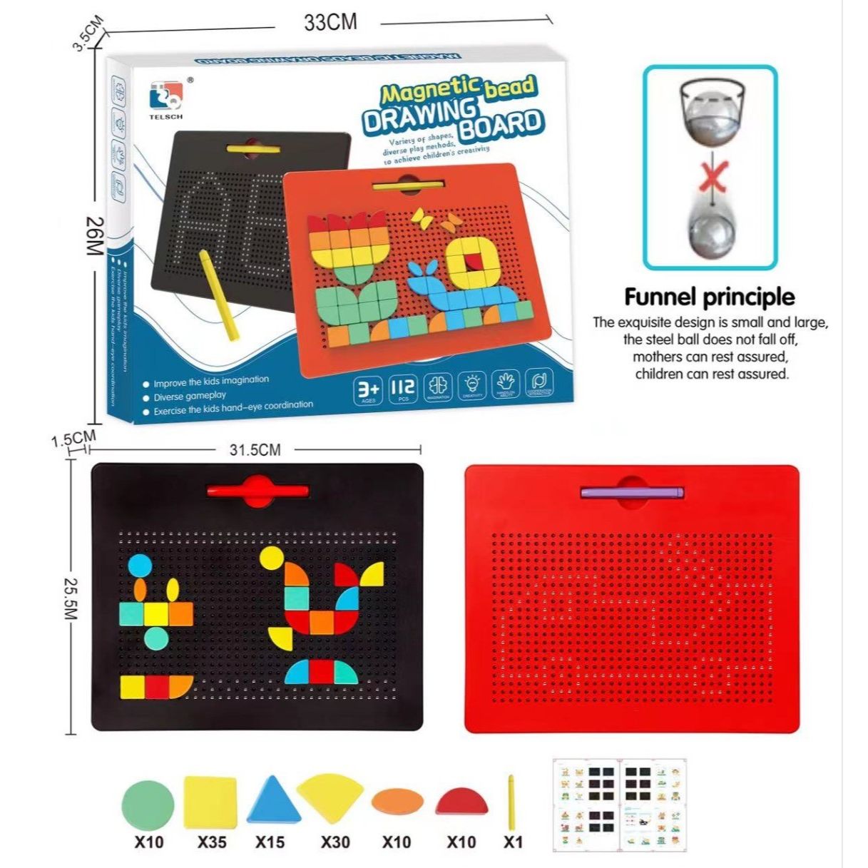 Magnetic Bead Drawing Board MagPad | 112 Pcs Magnetic Toy For Kids ...