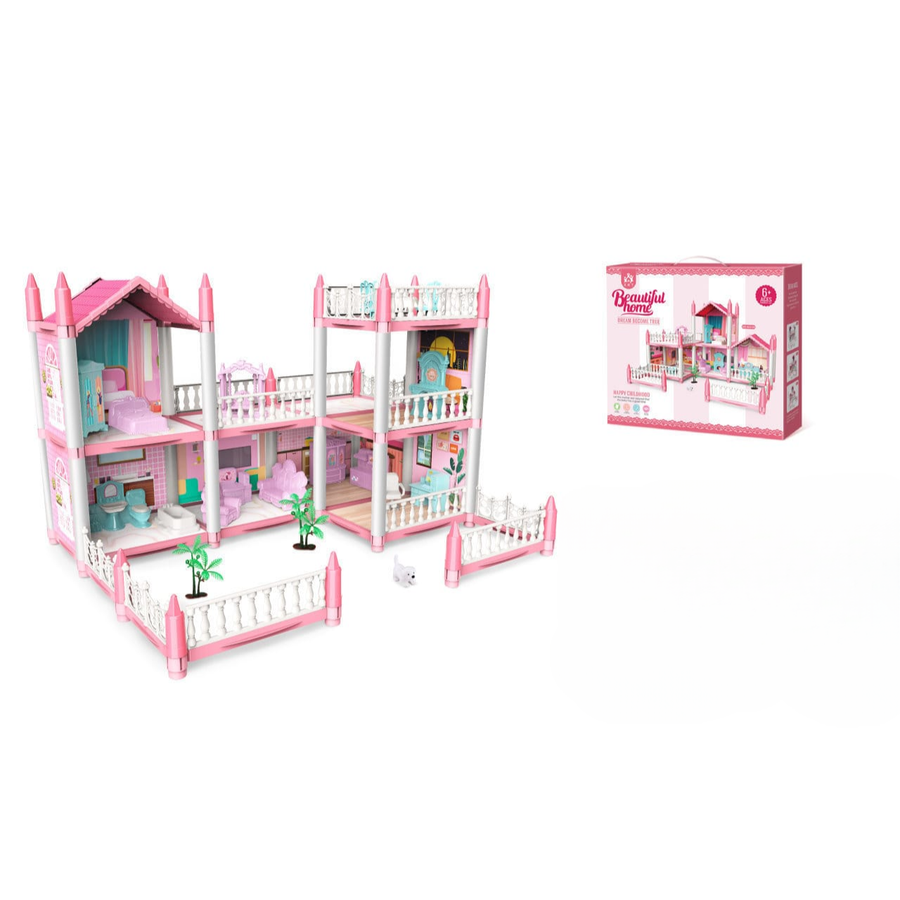 3 Storey Doll House Villa Set For Kids – The Toy Factory