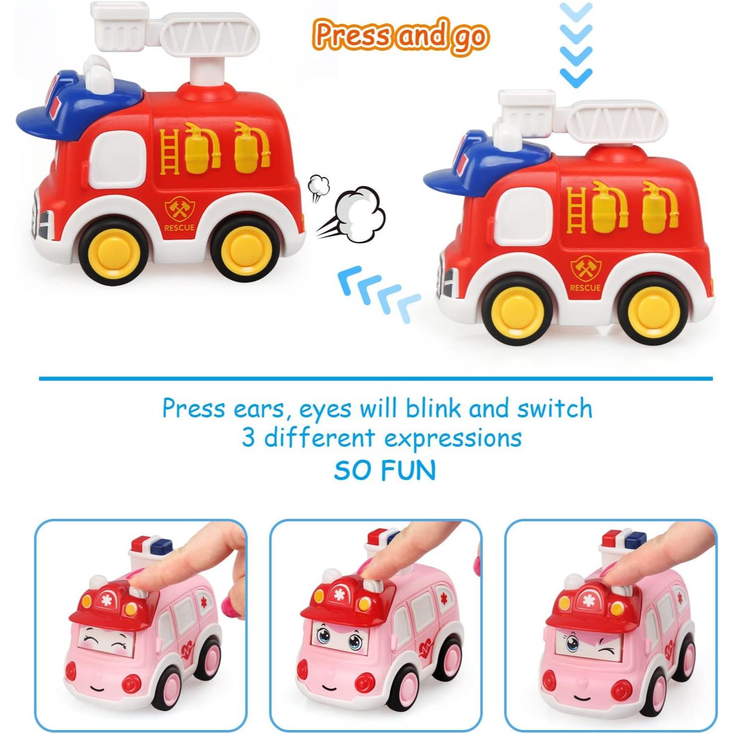Press and Go Face Expression Cars For Kids – The Toy Factory