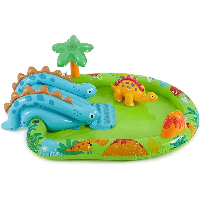 INTEX Inflatable Dinosaur Themed Pool For Kids 8ft 2in x 6ft 3in x 3ft ...