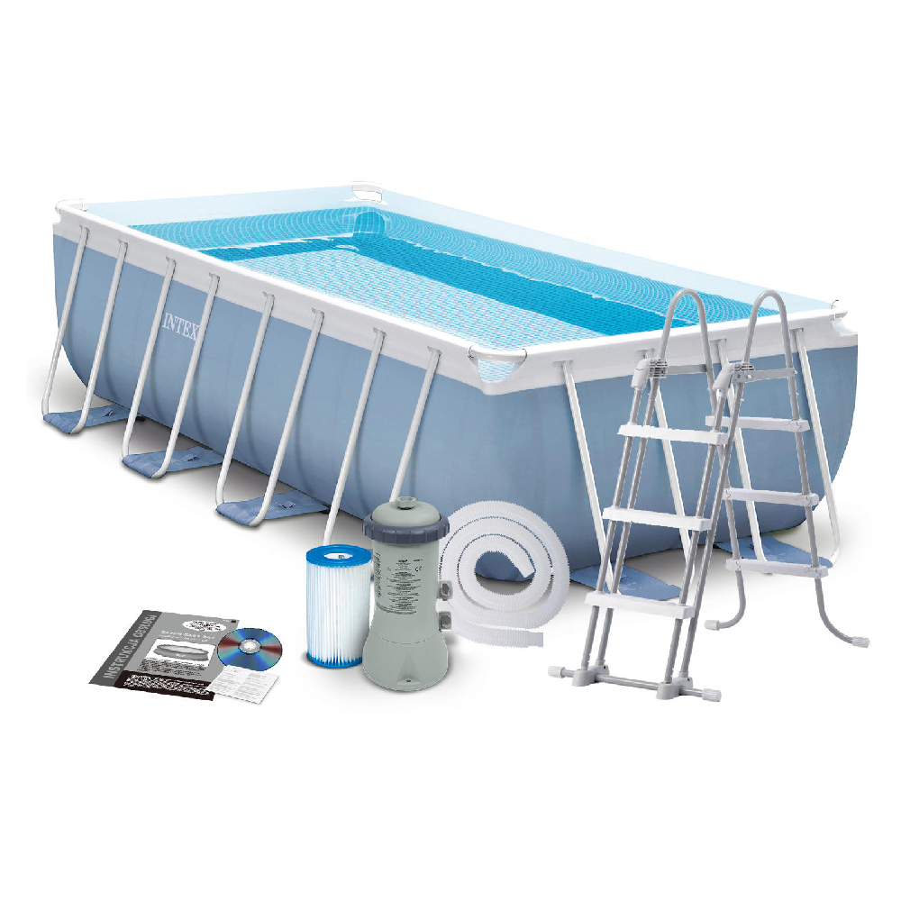 INTEX Rectangular Prism Frame Pool For Family & Kids 13ft 1.5in x 6ft ...