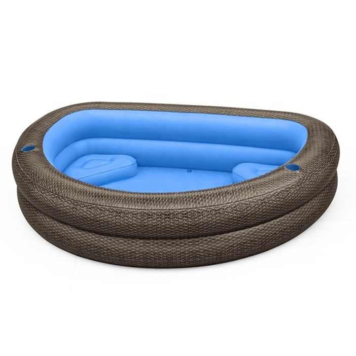 BESTWAY TruPrint Wicker Inflatable Family Pool 7ft 7in x 5ft 10in x 1f ...